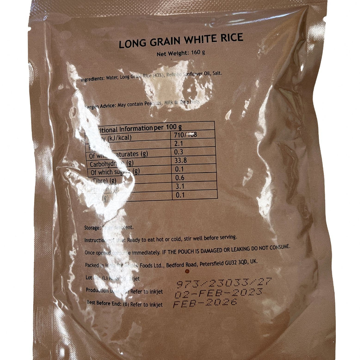 British Army Ration Meal Pouch - Cooked Rice – Preppers Shop UK