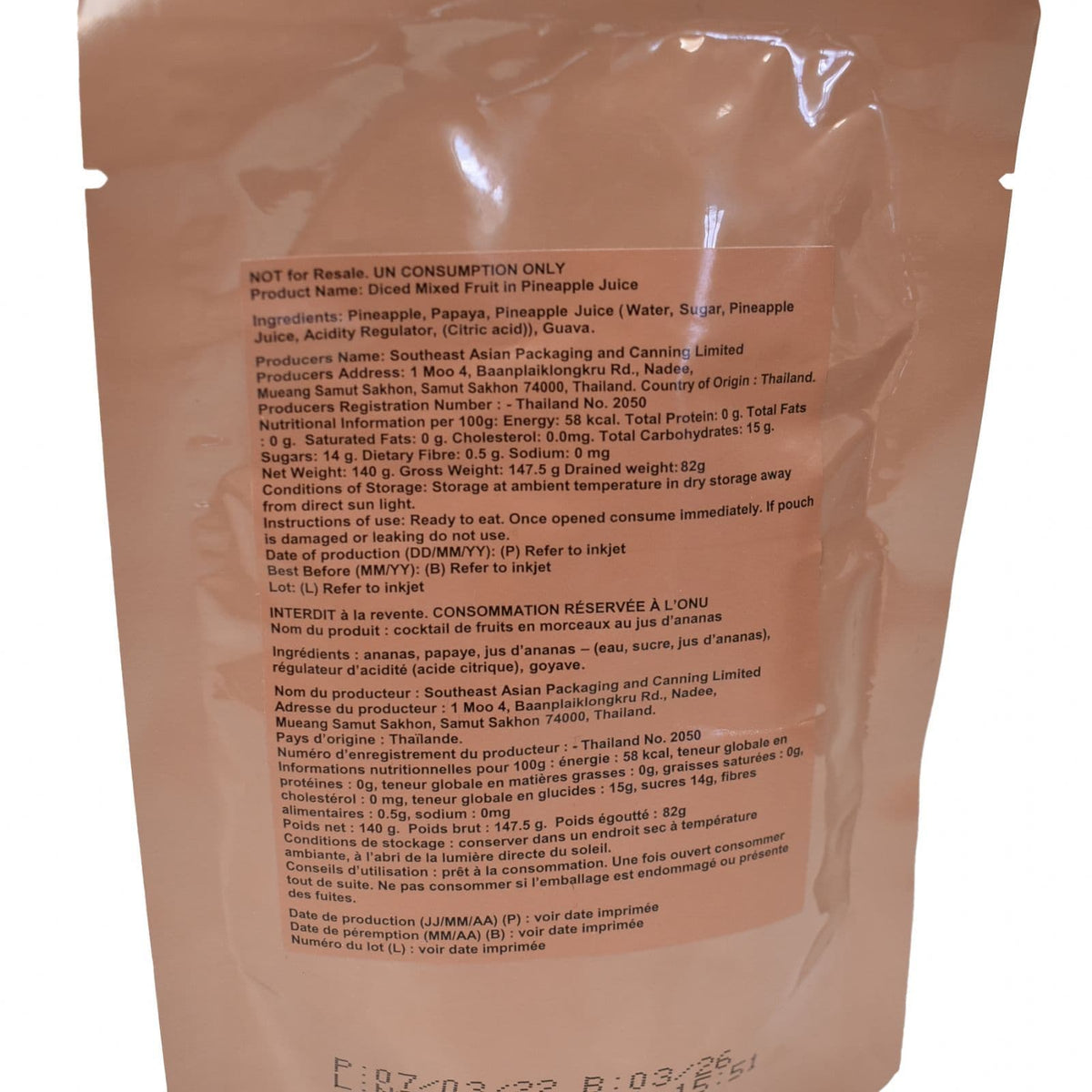 British Army Ration Pack Meal Pouch - Diced Mixed Fruit In Pineapple J ...