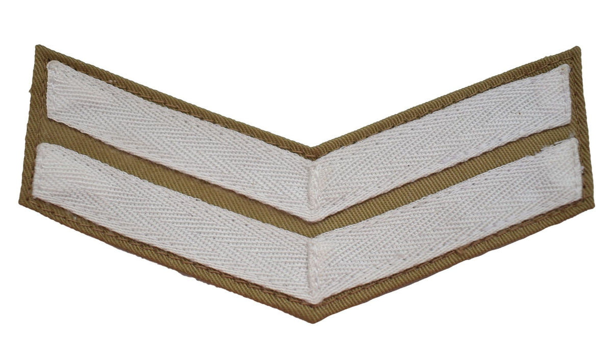 British Military 2 Bar Corporal Chevron White & Brown Badge – Preppers ...