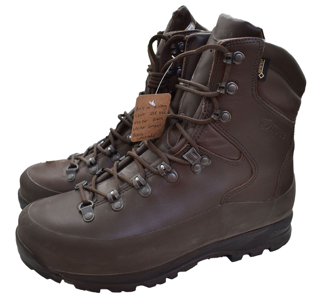 British Military Iturri Cold Wet Weather Brown Leather Combat Boots ...