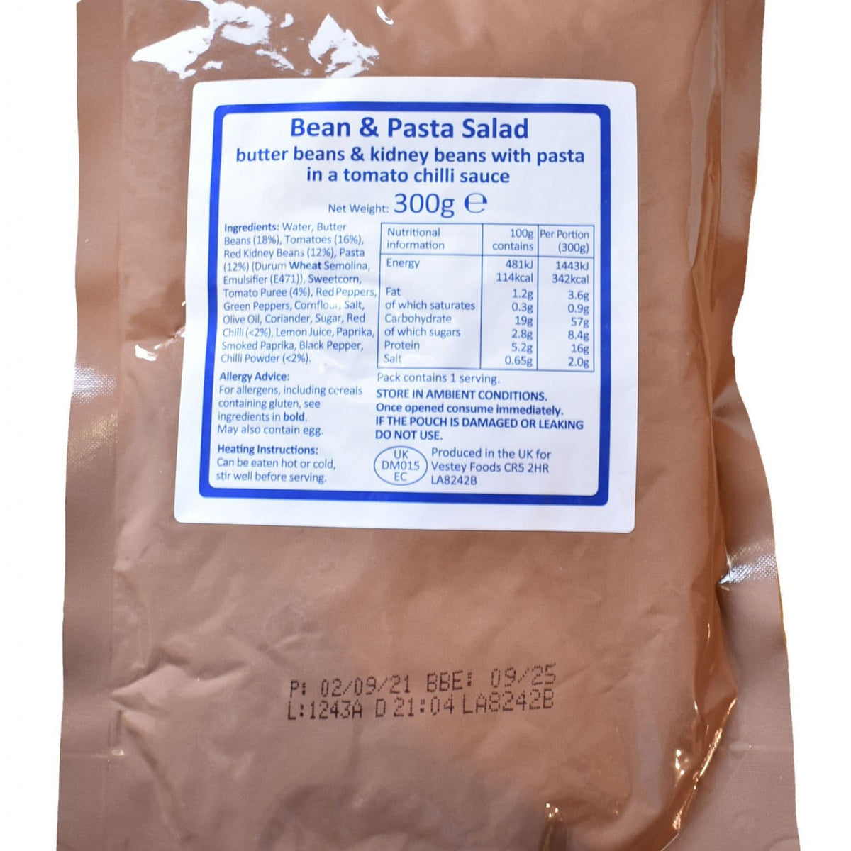British Military Ration Main Meal Pouch - Bean & Pasta Salad 300g ...