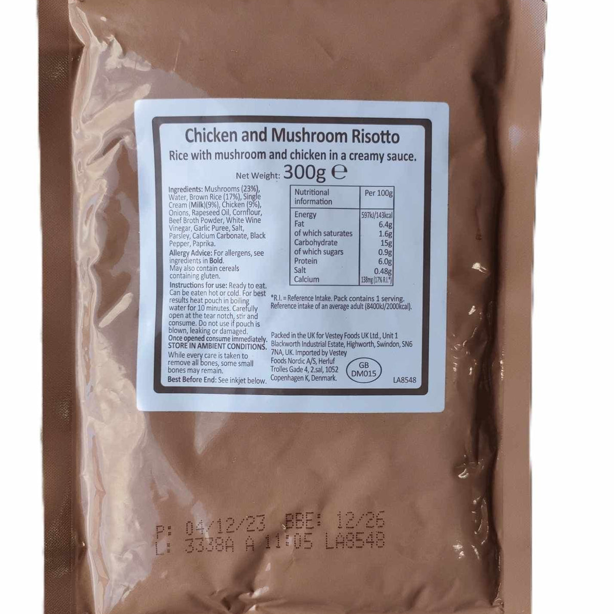 British Military Ration Main Meal Pouch - Chicken & Mushroom Risotto 3 ...