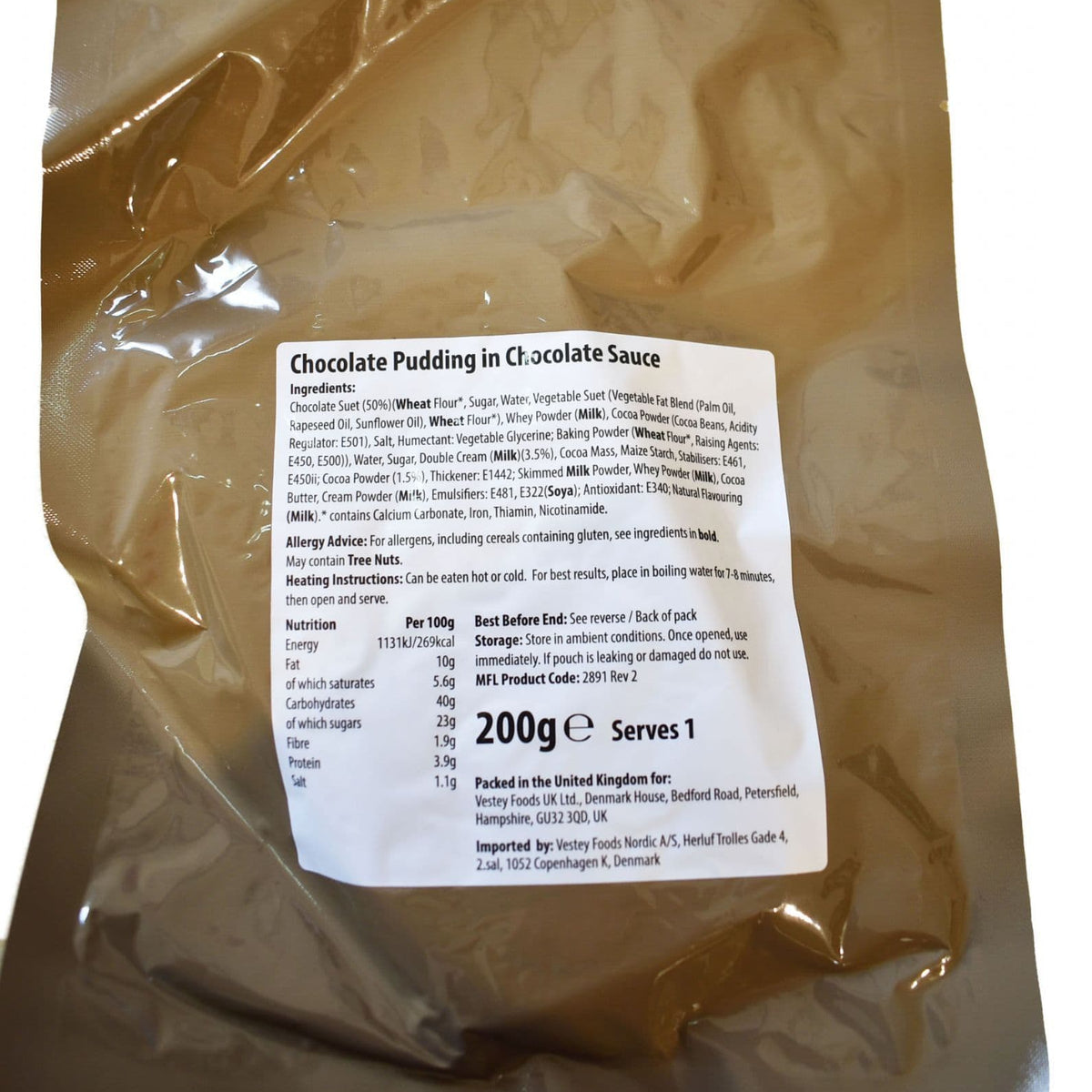 British Military Ration Main Meal Pouch - Chocolate Pudding In Chocola ...
