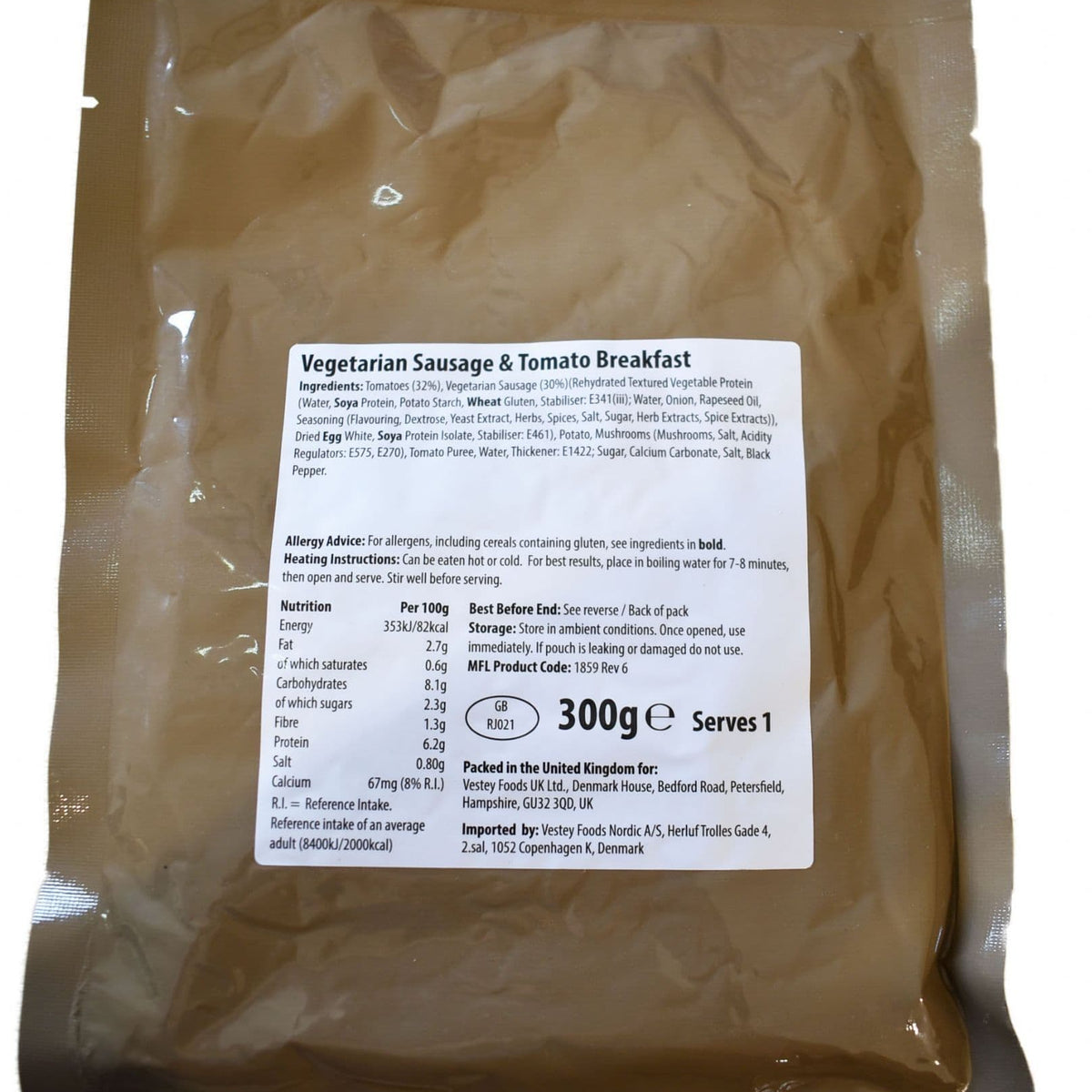 British Military Ration Main Meal Pouch - Vegetarian Sausage & Tomato ...