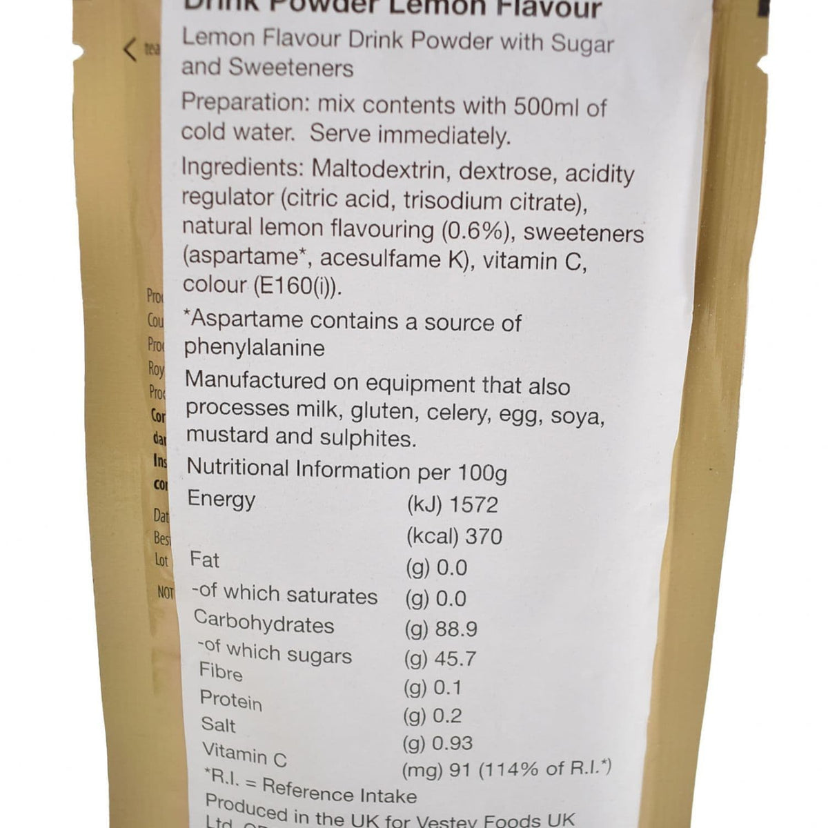 British Military Ration Pack Accessory - Lemon Fruit Flavour Drink ...