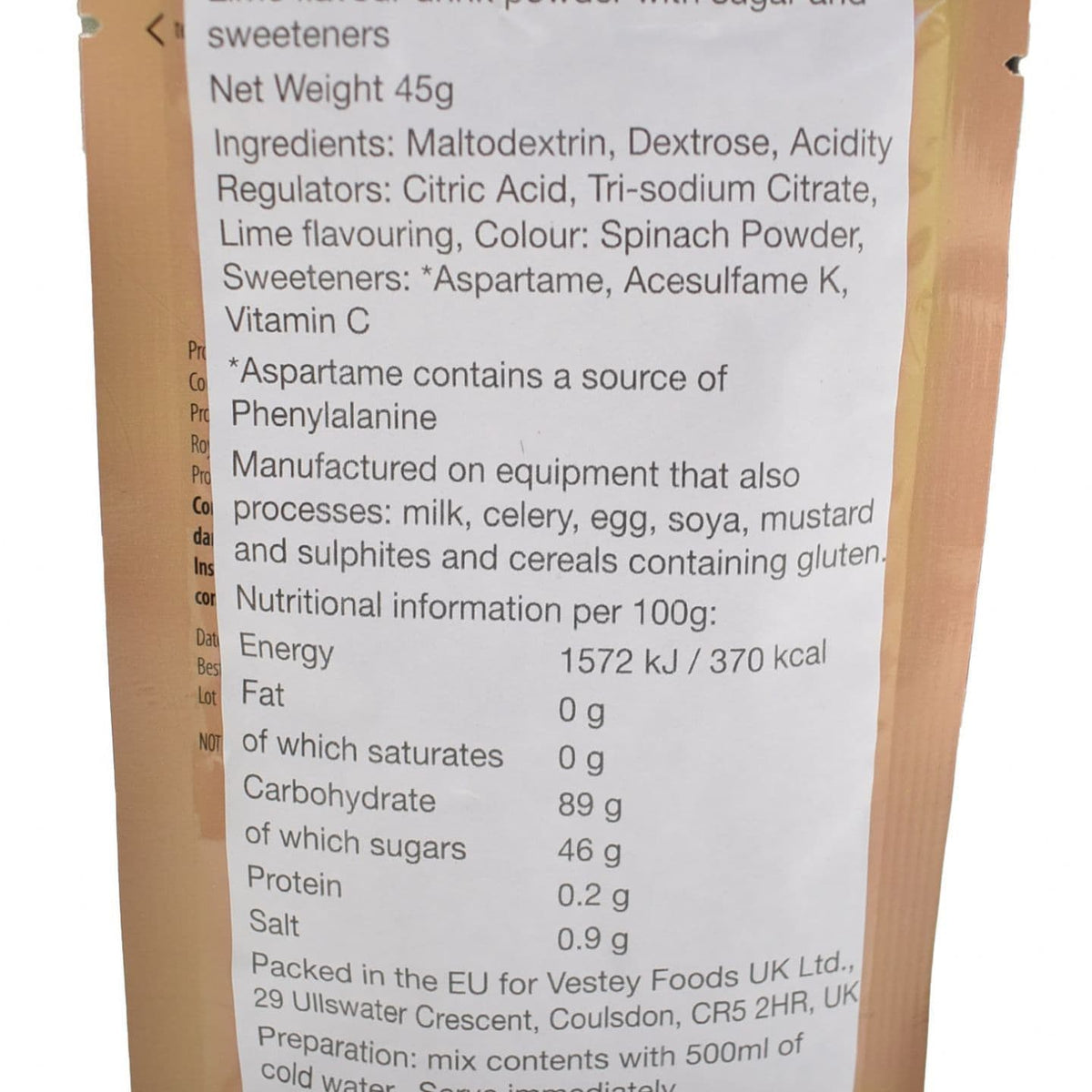 British Military Ration Pack Accessory - Lime Fruit Flavour Drink Powd ...