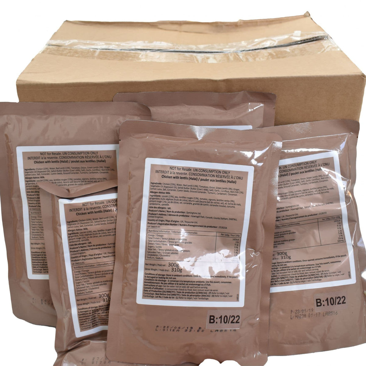 BULK BUY - British Army Ration Pack Meal Pouch - Chicken with Lentils x ...