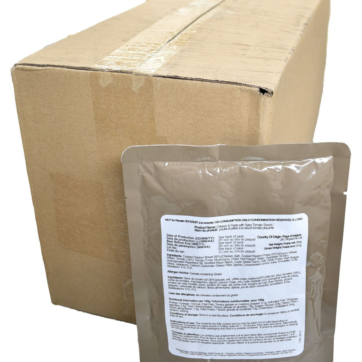 BULK BUY - British Military Main Meal Pouch - Chicken & Pasta With Spi ...