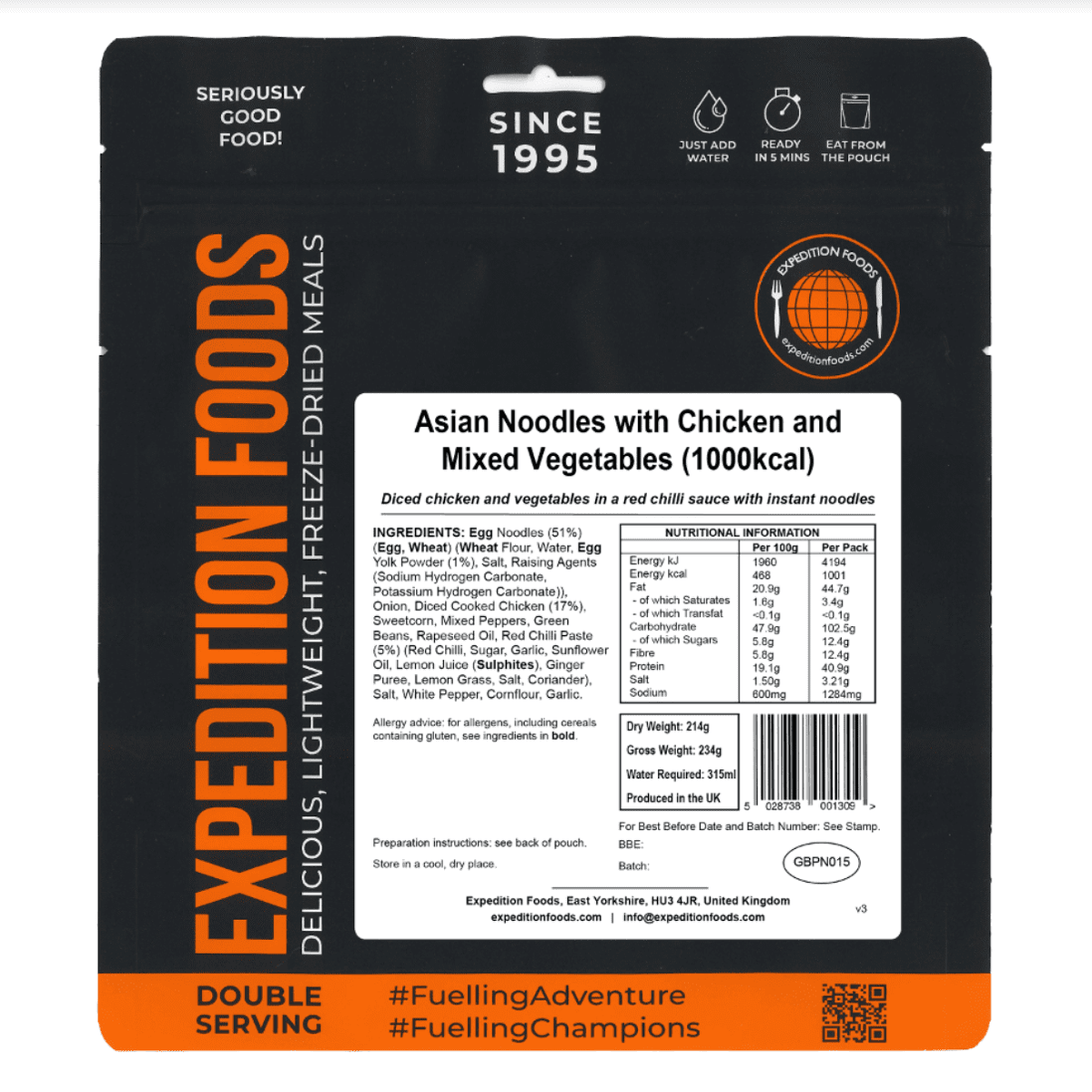 Expedition Foods Freeze Dried Meal Pouch - Asian Noodles With Chicken ...