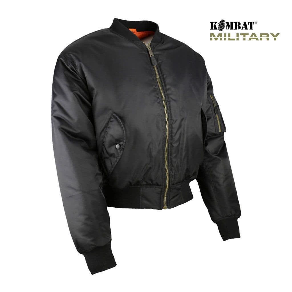 Kombat UK MA1 US Pilot Style Reversible Bomber Jacket in Black ...