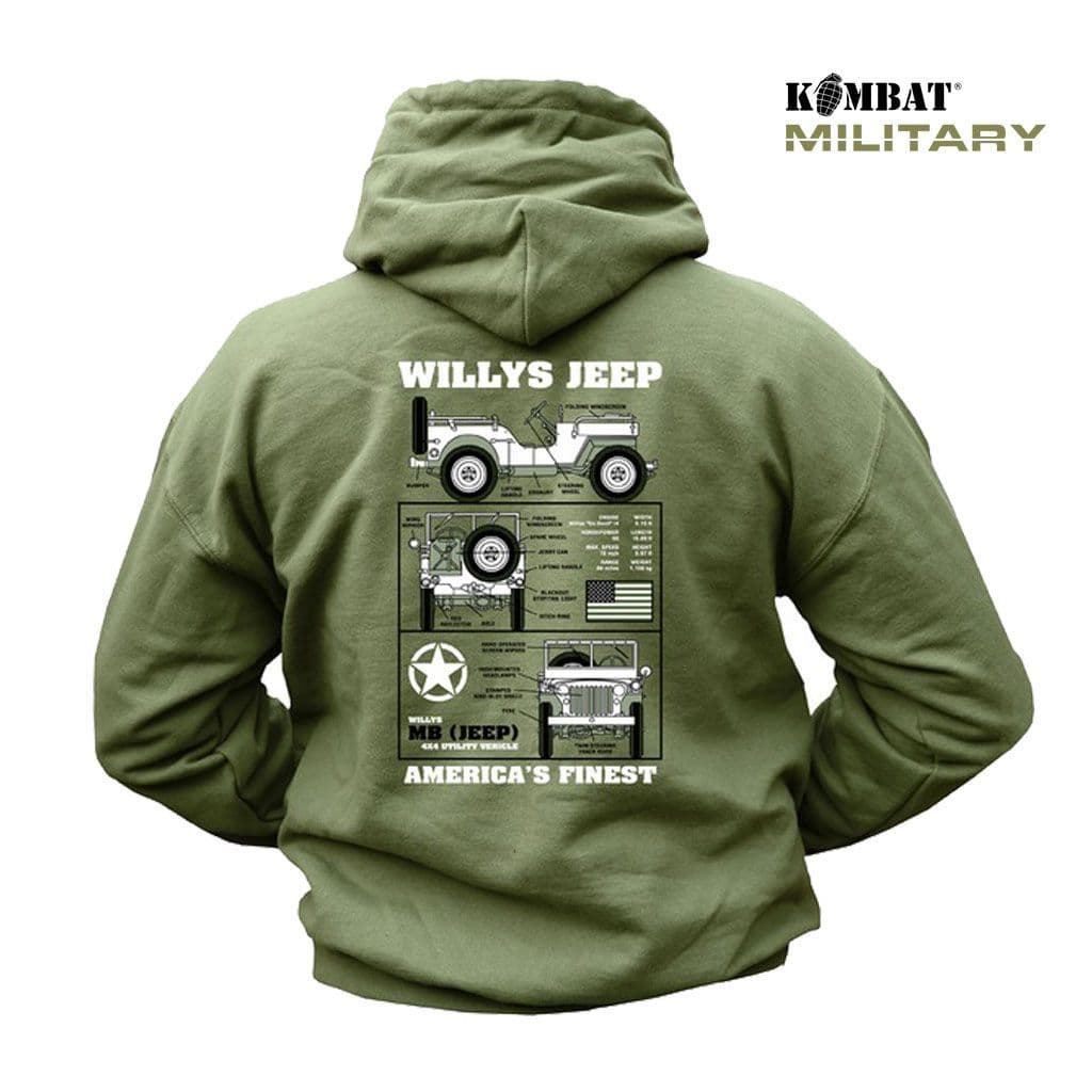 Kombat UK Willys Jeep Graphic Crew Sweatshirt in Olive Green – Preppers ...